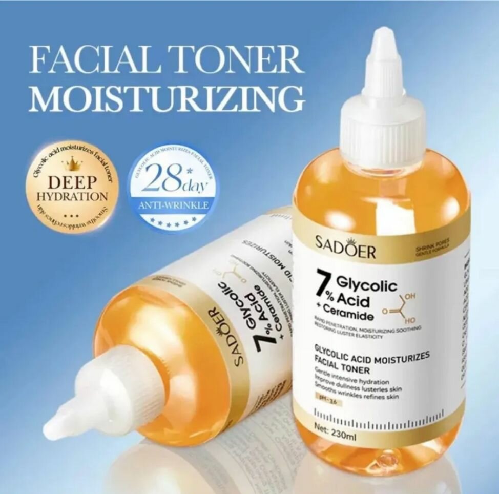 SADOER. Тоник для лица с гликолевой кислотой и керамидами, 230мл.