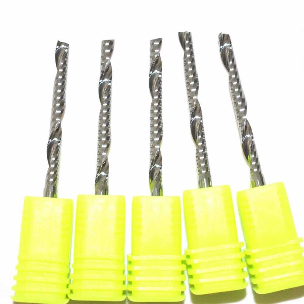 3,175 мм * 32 мм-10 шт, твердосплавная вольфрамовая концевая фреза с ЧПУ, деревообрабатывающая фреза, 1-зубая концевая фреза, ПВХ, МДФ, акрил, дерево