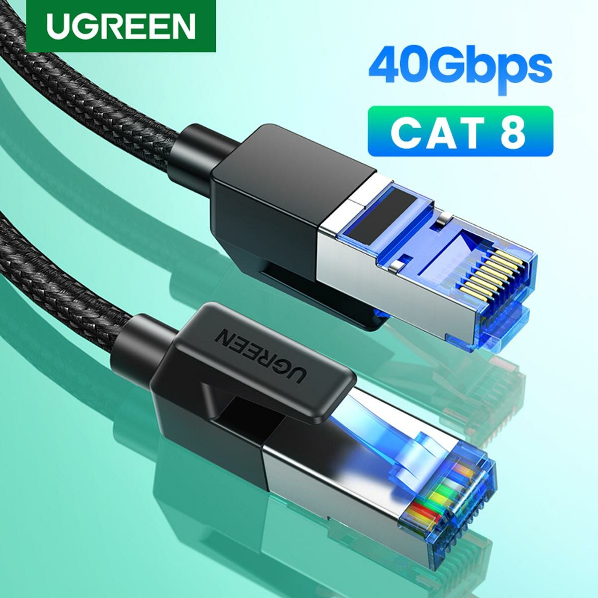 UGREEN Ethernet-кабель CAT8 40 Гбит/с 2000 МГц CAT 8 сетевой нейлоновый плетеный интернет-шнур LAN для ноутбуков PS 4 ма