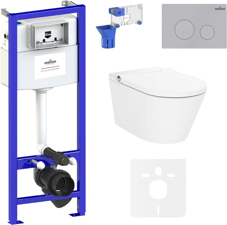 Комплект Lavinia Boho Унитаз подвесной Smart V-Clean 3359102R с микролифтом / Инсталляция RelFix 38010010 / Кнопка RelFix