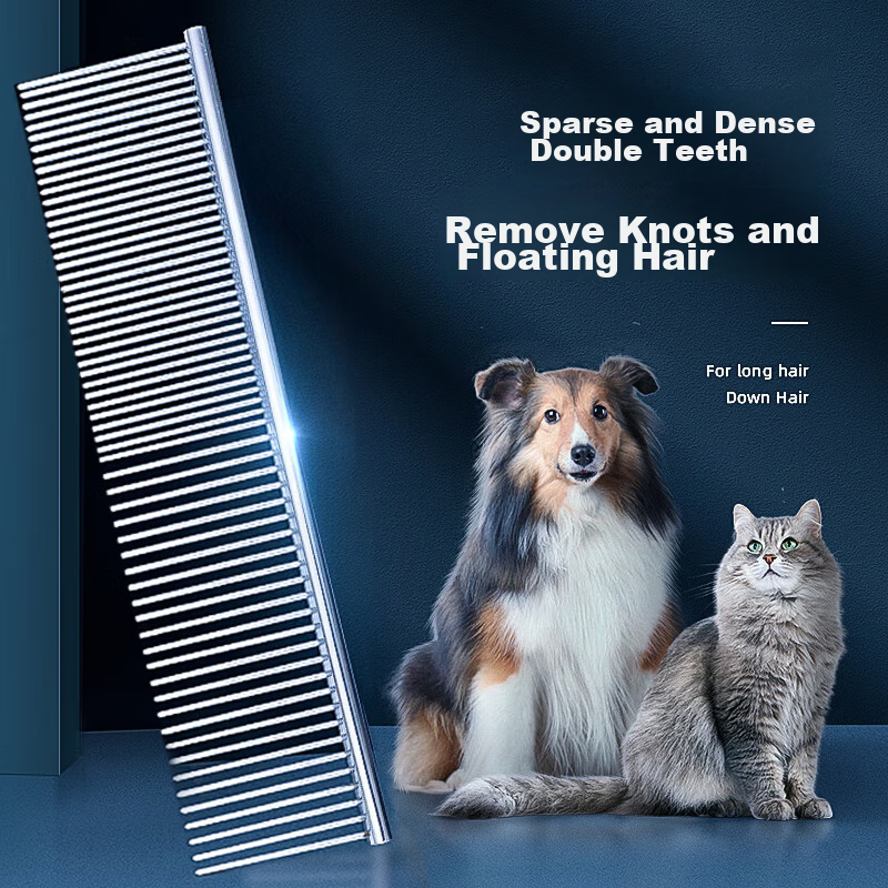 Huanchong Pet Cat Comb, Dog And Cat Hair Comb, Detangling Comb, Dog Hair Cleaner, Grooming Comb, Long-Haired Cat And Dog Grooming Tool L