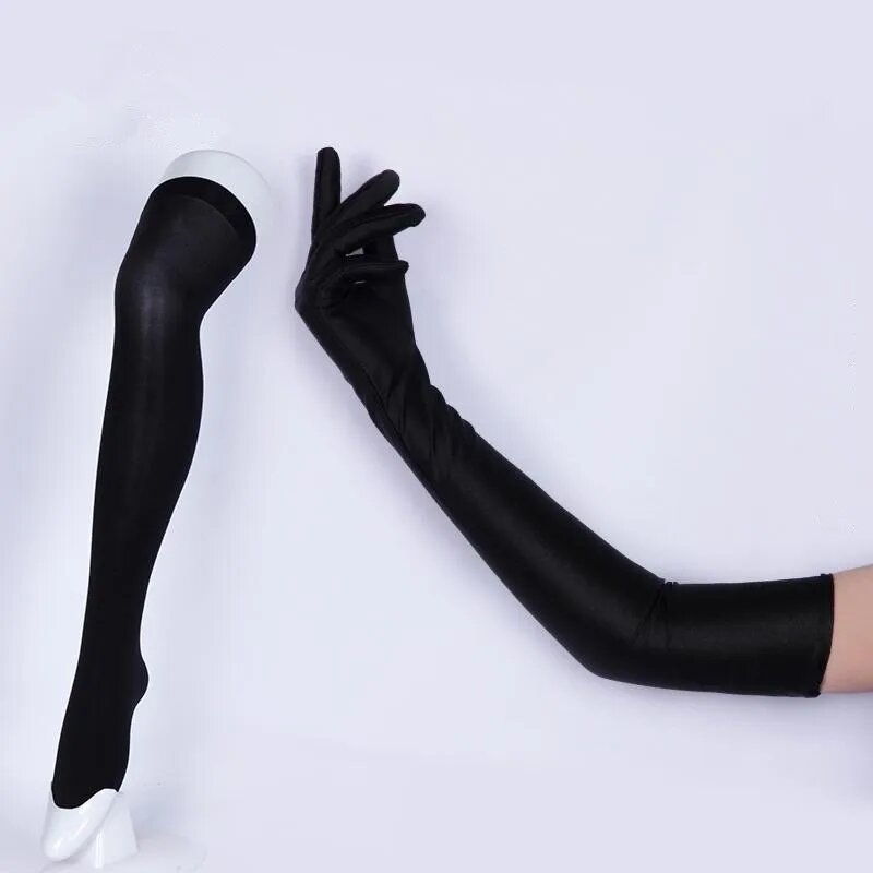 Косплей костюм Земля блестящих из акрила Черный, Один размер, black gloves sock