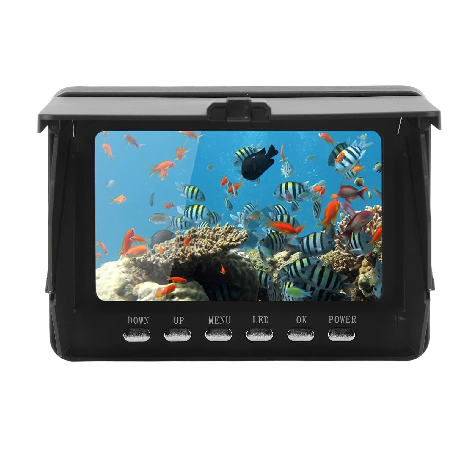 5 Inch LCD Screen Portable Fish Detector IP68 Waterproof USB Charging 5000mAh Visual Fish Finder for Boat Kayak Canoe Pontoon Underwater Fishing Camera Built in 8G Memory Card 1080P 20m Cable 110 degrees View 4 Infrared 4 White Lights 1/3 inch CMOS