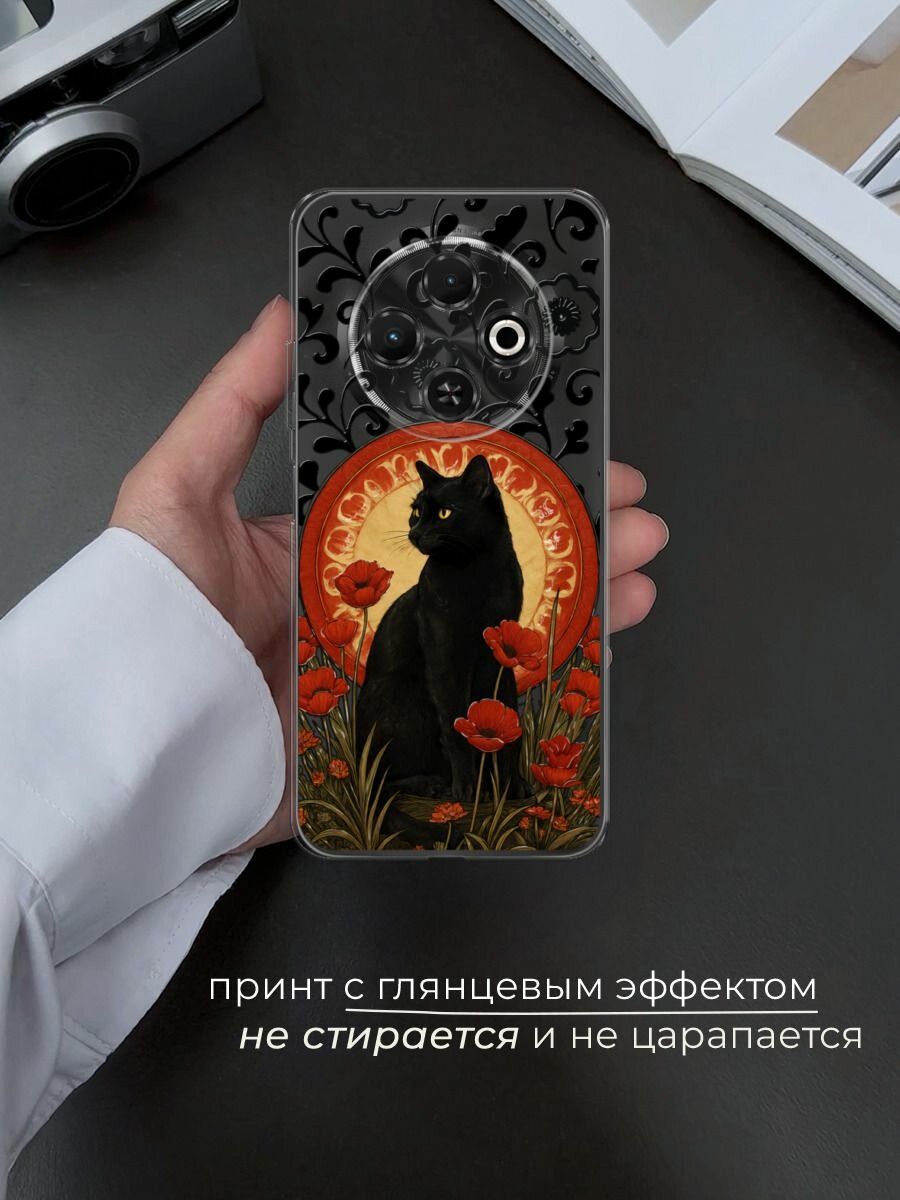 Чехол на Tecno Spark 30C / Текно Спарк 30C с принтом Кот в маках — фото 1