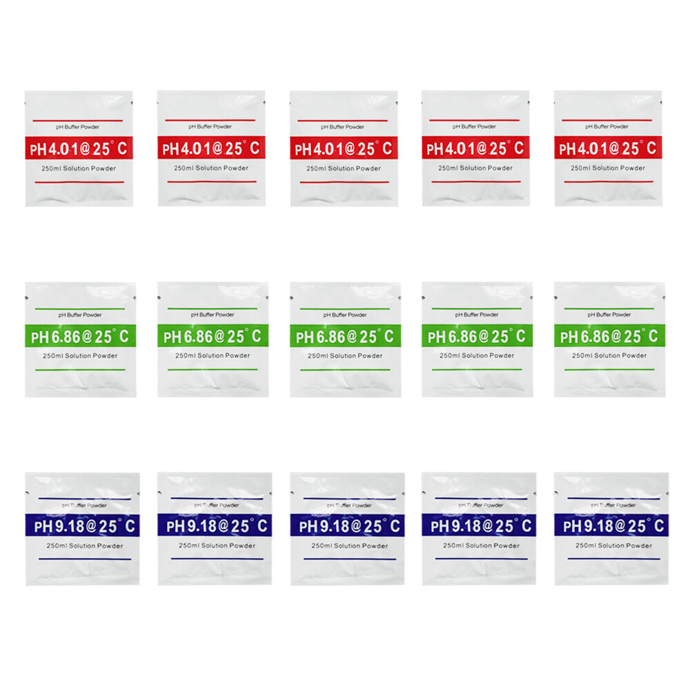 Набор калибровочных точек pH-метра, 3 типа буферных порошков, измерительный раствор для анализа.