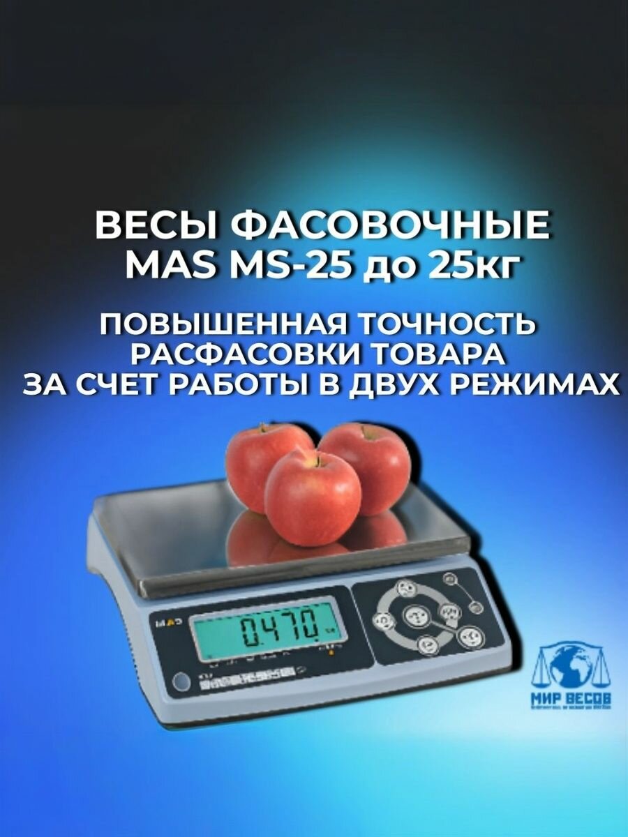 Весы фасовочные "MAS MS-25", от аккумулятора, до 25кг, RS- 232