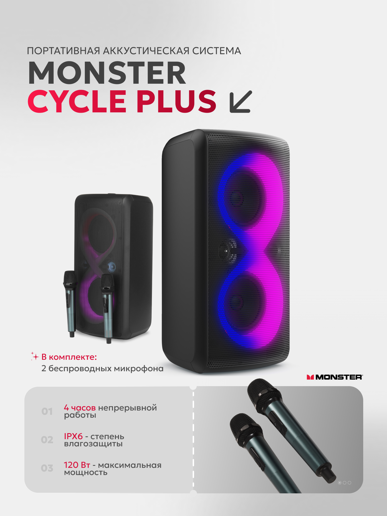 Портативная акустическая система Cycle Plus, чёрная / Black /