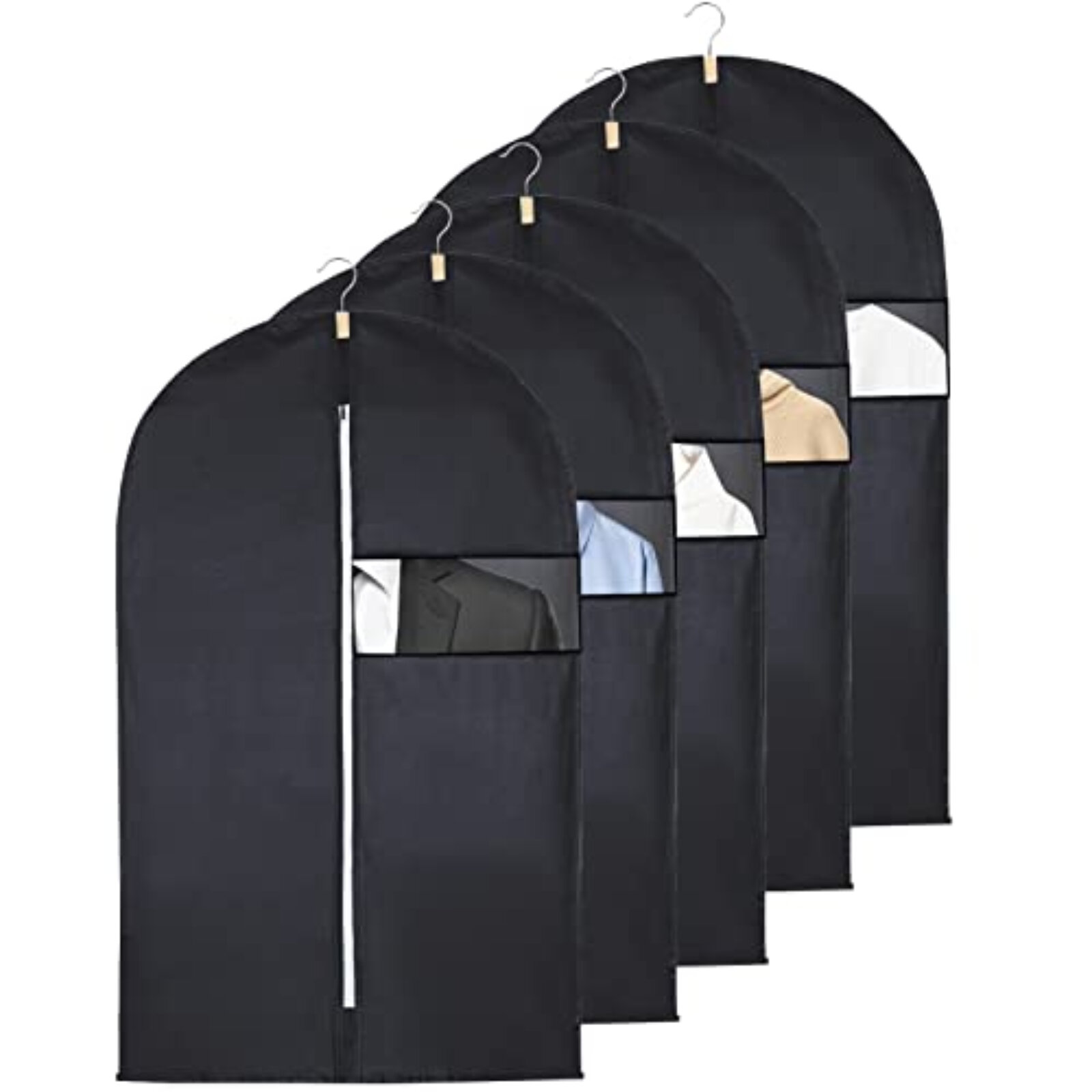5 Пакетов Сумок для Вешения Одежды, Сумок для Костюмов 40 Дюймов с Зippers и Прозрачным Окном для Путешествий и Хранения Одежды, Дыхающих Чехлов для Костюмов Плащей Униформ Рубашек