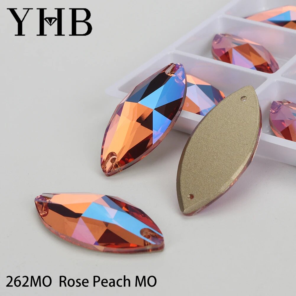 Камни для шитья YHB 262MO Rose Peach MO, 7x15 мм, 42 шт