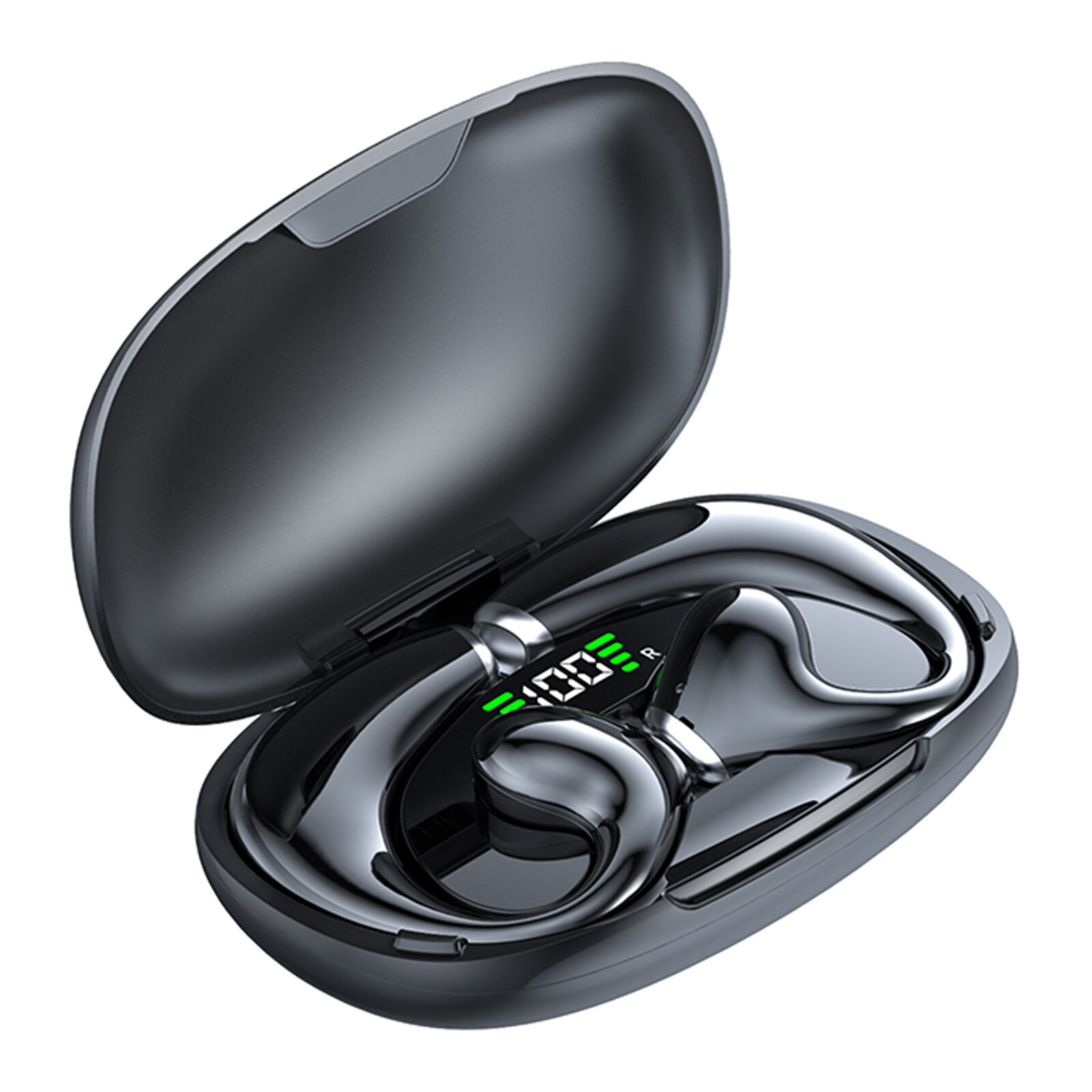 Bone Conduction BT Headset Wireless Gaming Sports Running Headset Earbuds черный белый (доступно) с динамиком φ13mm, батареей наушников 50mah, батареей зарядного отсека 200mah, время ожидания при выключенном состоянии около 180 дней, время прослушивания