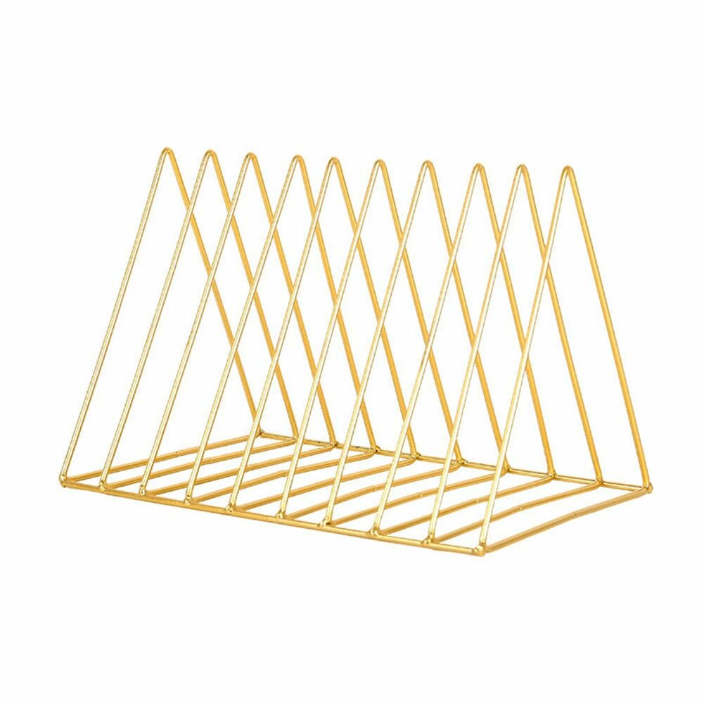 Многофункциональная настольная полка-треугольник для книг и журналов, из железа, золотая/белая