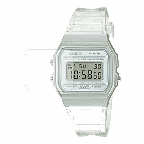 Скрин Мобайл защитный экран для часов Casio F-91WS-7EF из гидрогелевая плёнка прозрачная
