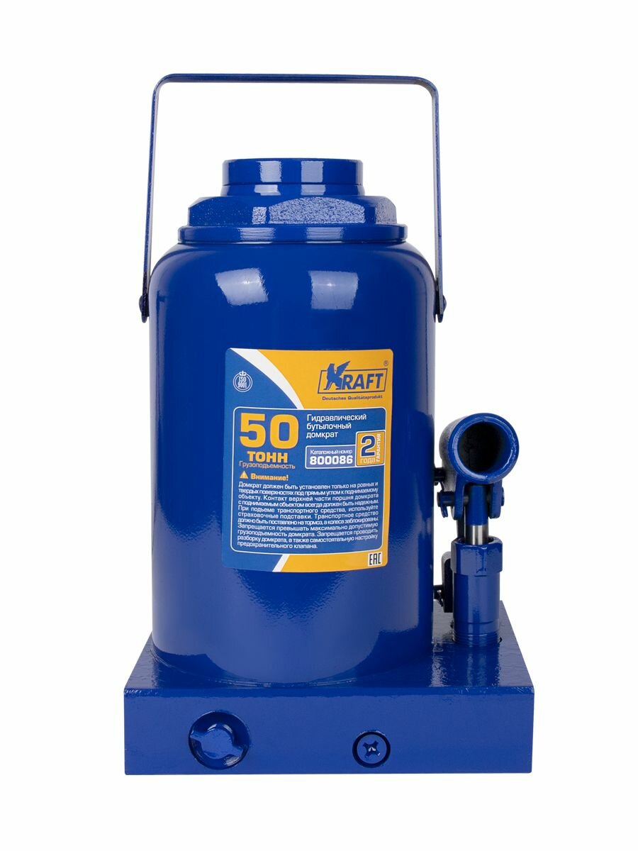Домкрат гидравлический бутылочный 50т PRO, высота 285-465 мм KRAFT KT 800086