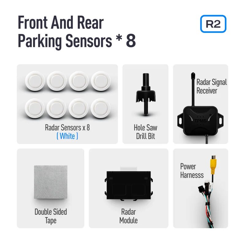 Передние и задние датчики парковки*8 радар только для TEYES CC4 PRO R2 White FR