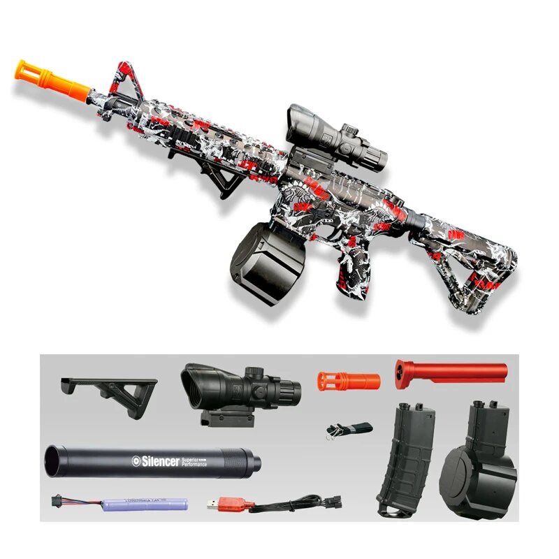 Электрический бластер M416 для активного отдыха Black Red
