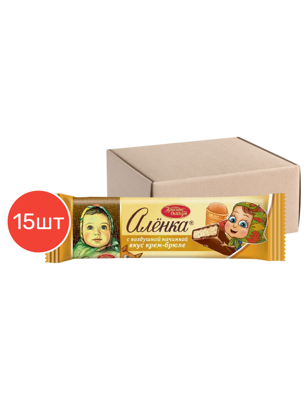 Молочный шоколад Алёнка Красный Октябрь с начинкой крем-брюле, 42г 15шт