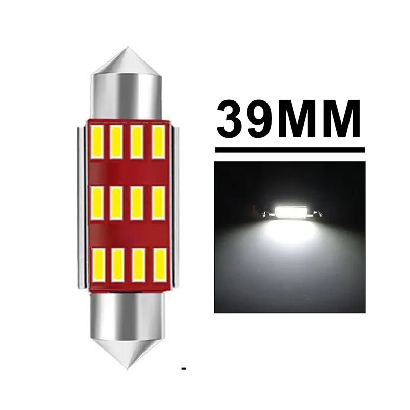 2/4/10/20 шт. C10W C5W светодиодные лампы CANBUS Festoon 31/36/39/41 мм 12 В 6500 К 39mm white, 2pcs