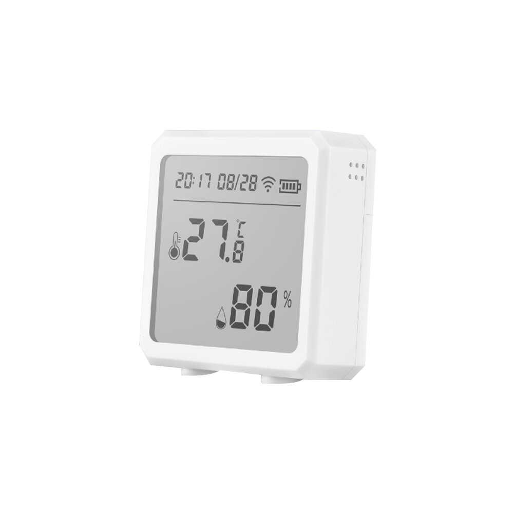 Датчик температуры и влажности Tuya ZigBee3.0 с LCD-дисплеем для помещений, мониторинг в реальном времени, отображение даты и времени, интеллектуальная связь, совместимость с Google Home, материал ABS, питание 3*AAA батарейки (не включены), диапазон