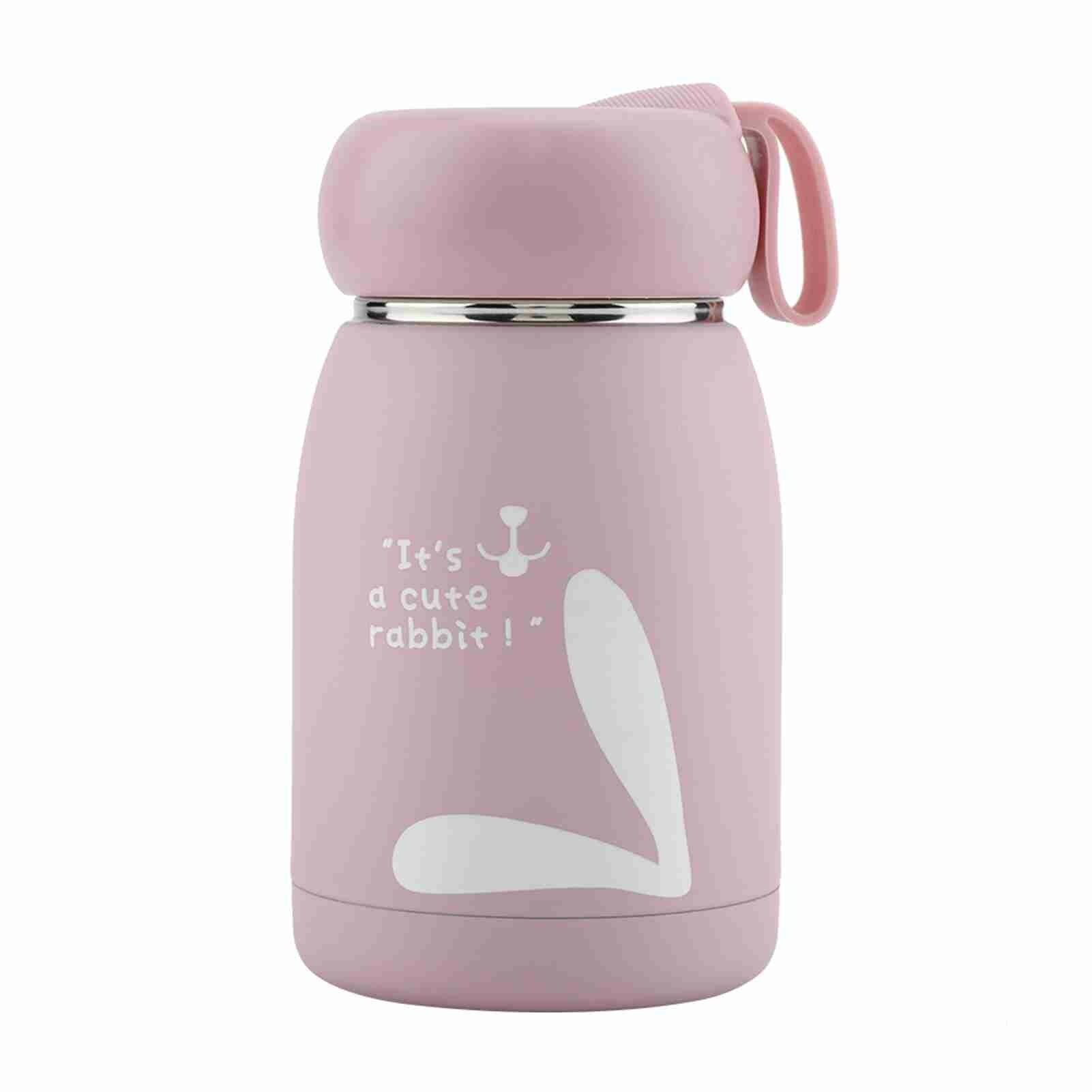 Stainless Steel Cute Rabbit Pattern Vacuum Cup Mug Thermos Water Bottle (Pink)