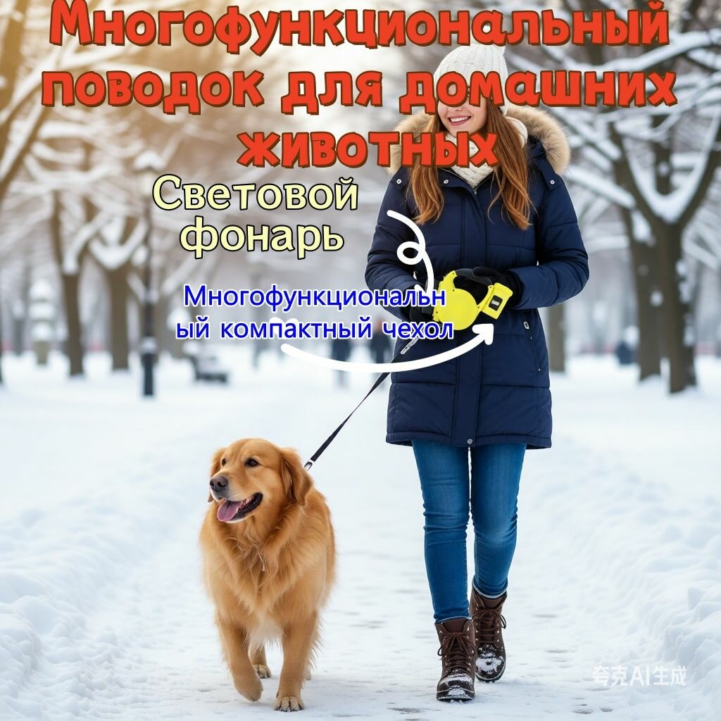 Поводок-рулетка "Желтый", для собак, с фонариком, до 20кг, 5м, пластик