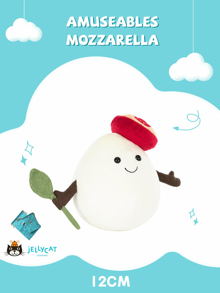 Мягкая игрушка JELLYCAT, Amuseables Mozzarella, Amuseables Mozzarella, белый, красный