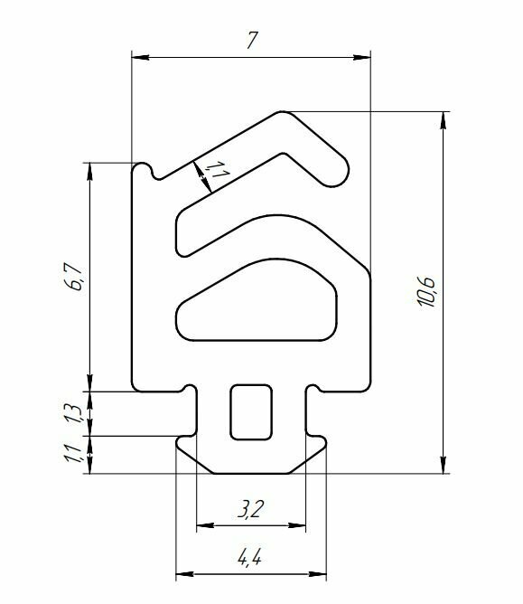 Уплотнитель для алюминиевых окон и дверей 523110 EPDM Упаковка 10 метров