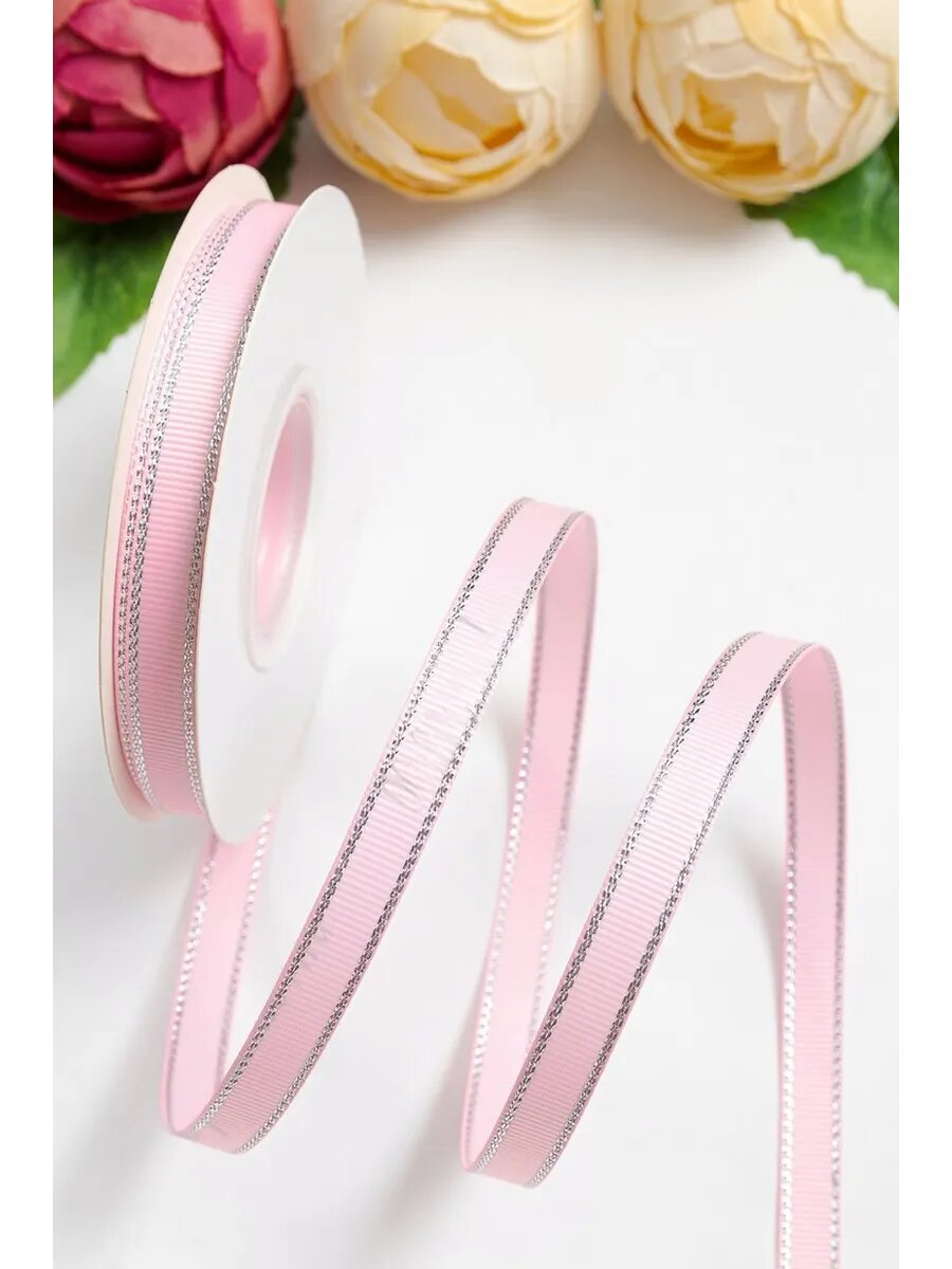 Лента репсовая с люрексом 1см (20 ярдов)