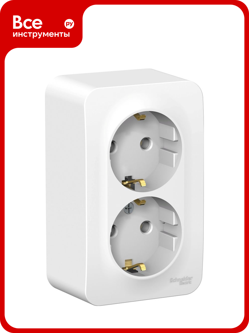 Двойная розетка Systeme Electric BLANCA О/У с заземлением, без шторок, белый BLNRA010201