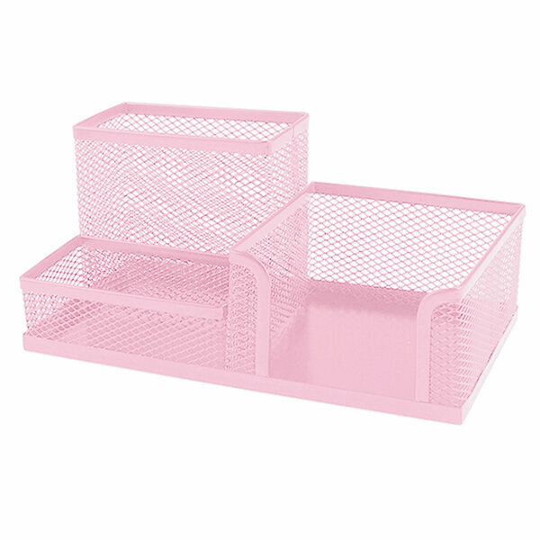 Подставка " KWELT " 3 отделения, 20*10*9,5см, металлическая, сетчатая, светло-розовая