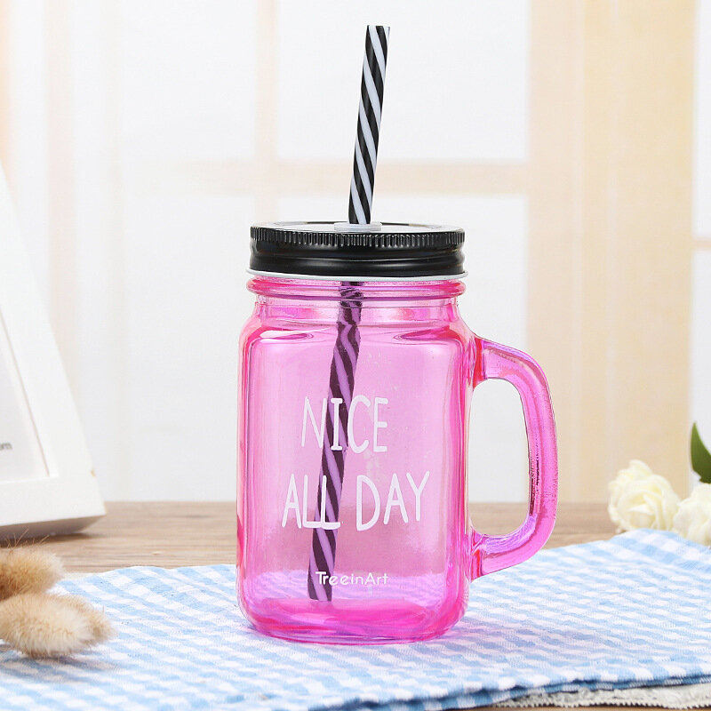 Чашка с ручкой, стакан с соломенной крышкой, ручка большой емкости, чашка500ml