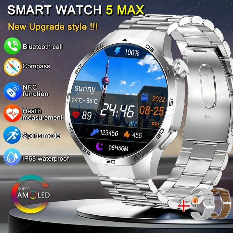 2025 New For Men Smart Watch Men Outdoor Sports Fitness GPS Tracker Health Monitor 1.53" NFC Call Smartwatch Voice assistant IOS