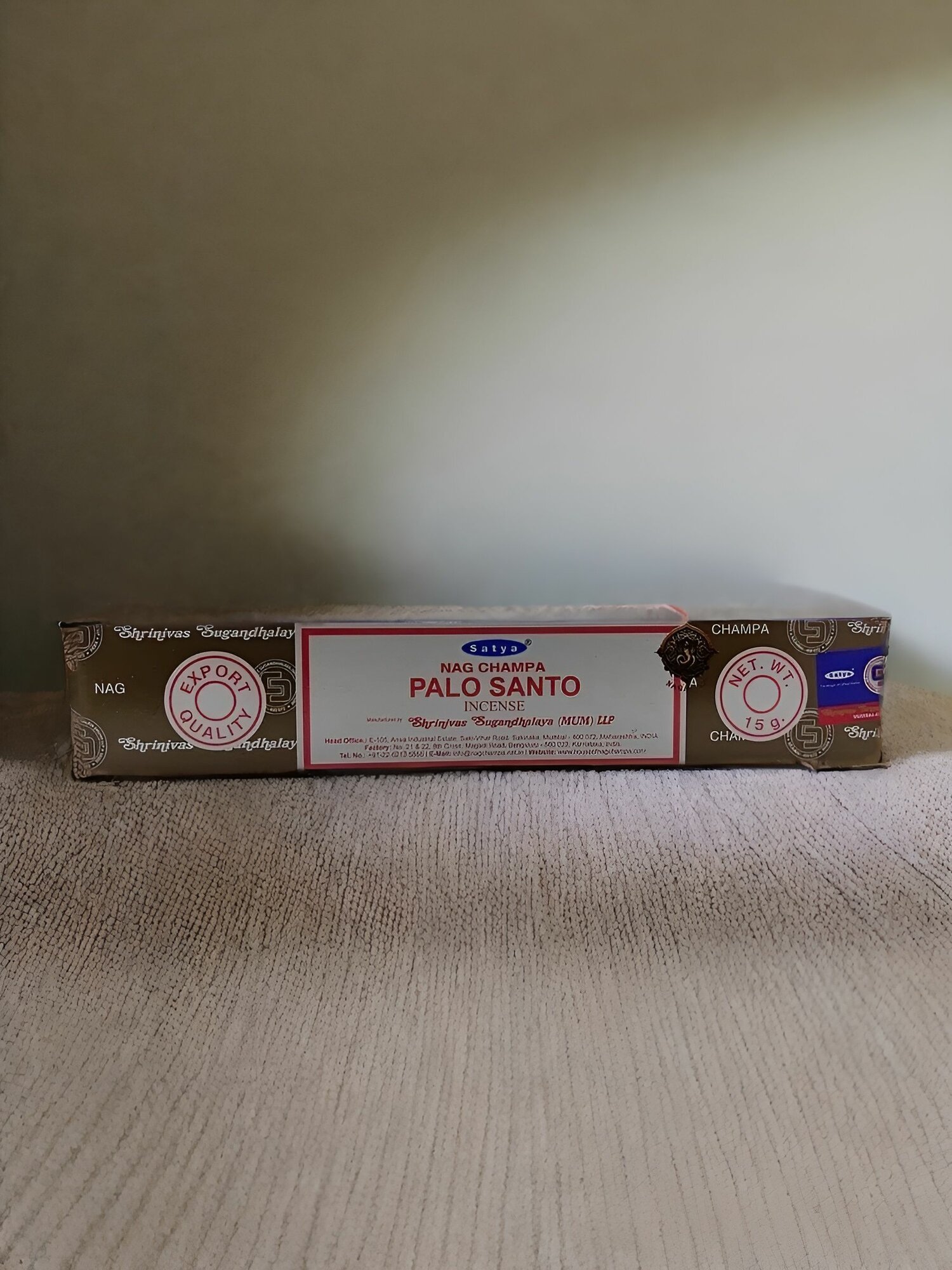 Благовония Satya PALO SANTO, палочки, для медитации, для йоги, для дома