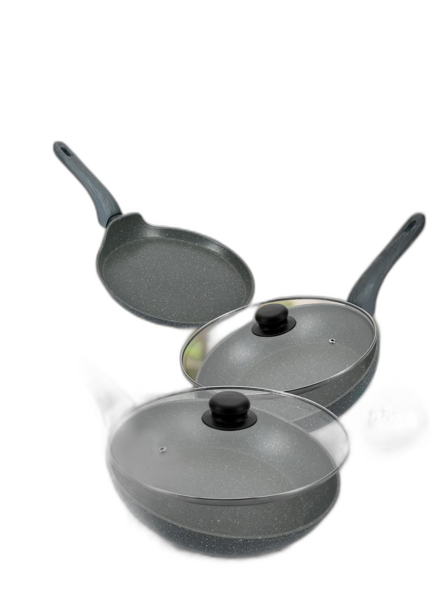 Набор сковородок с крышками 22 и 26 см и блинница