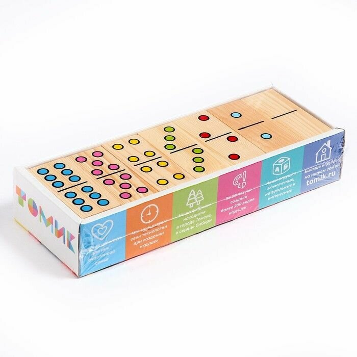 Набор Томик "Домино Точки" арт. 5655-2, дерево, 28 костей, цветные точки