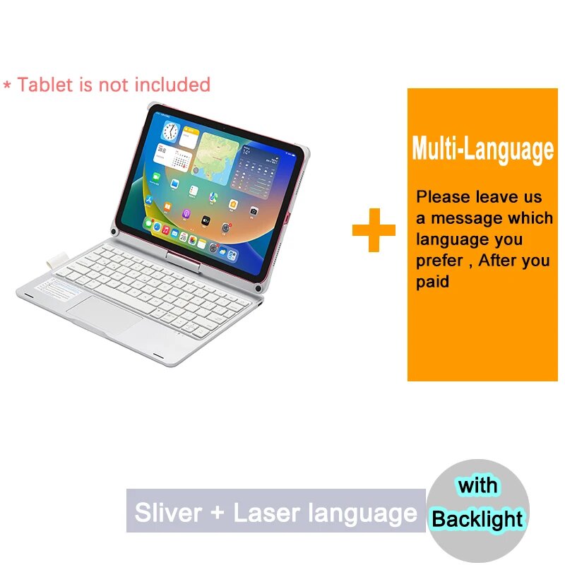 Клавиатура-чехол для iPad 10 2022, Silver, Backlit, Laser