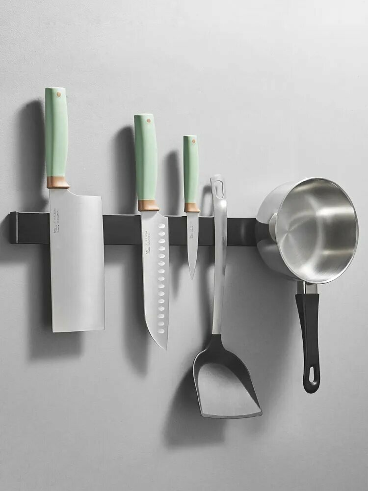 Магнитный держатель для ножей без сверления стен, подставка органайзер настенный, 50 см Черный