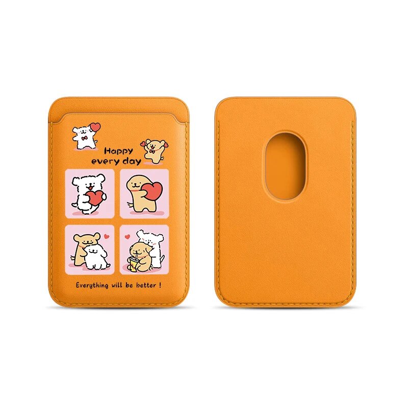 Магнитный чехол-кошелек из искусственной кожи с милой любовью и сердечком для собаки MagSafe iPhone 13, 14, 12, 15, 16 Pro, чехол-держатель для карточек для щенков