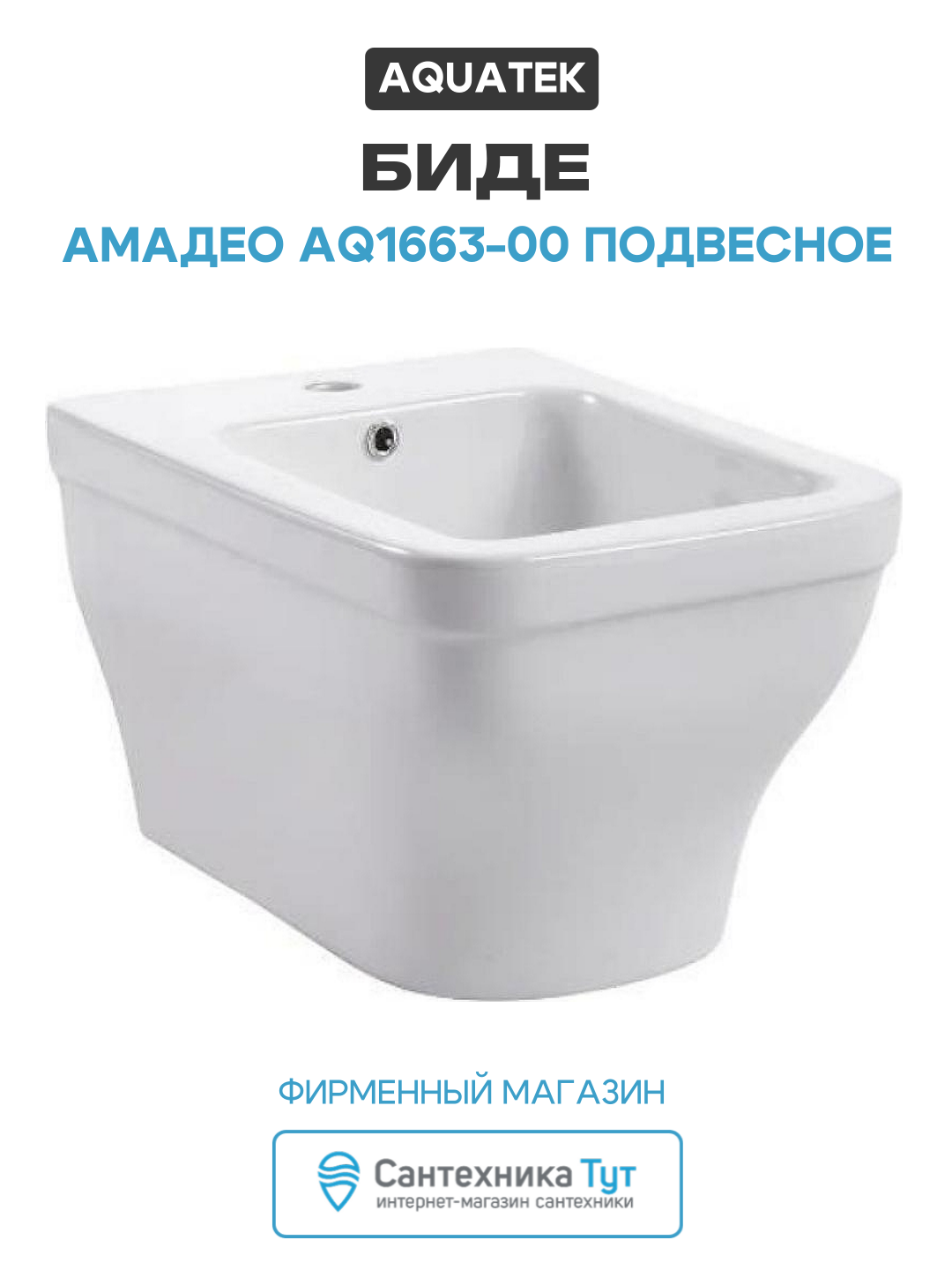 Биде Aquatek Амадео AQ1663-00 подвесное Белое фарфор подвесной Россия
