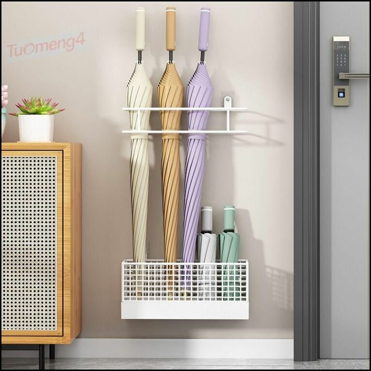 Стеллаж для хранения зонтов у входа в дом, настенный стеллаж без перфорации