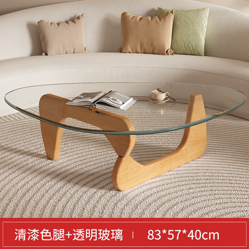 Журнальный столик "Треугольник", стекло, дуб сонома, трюфель