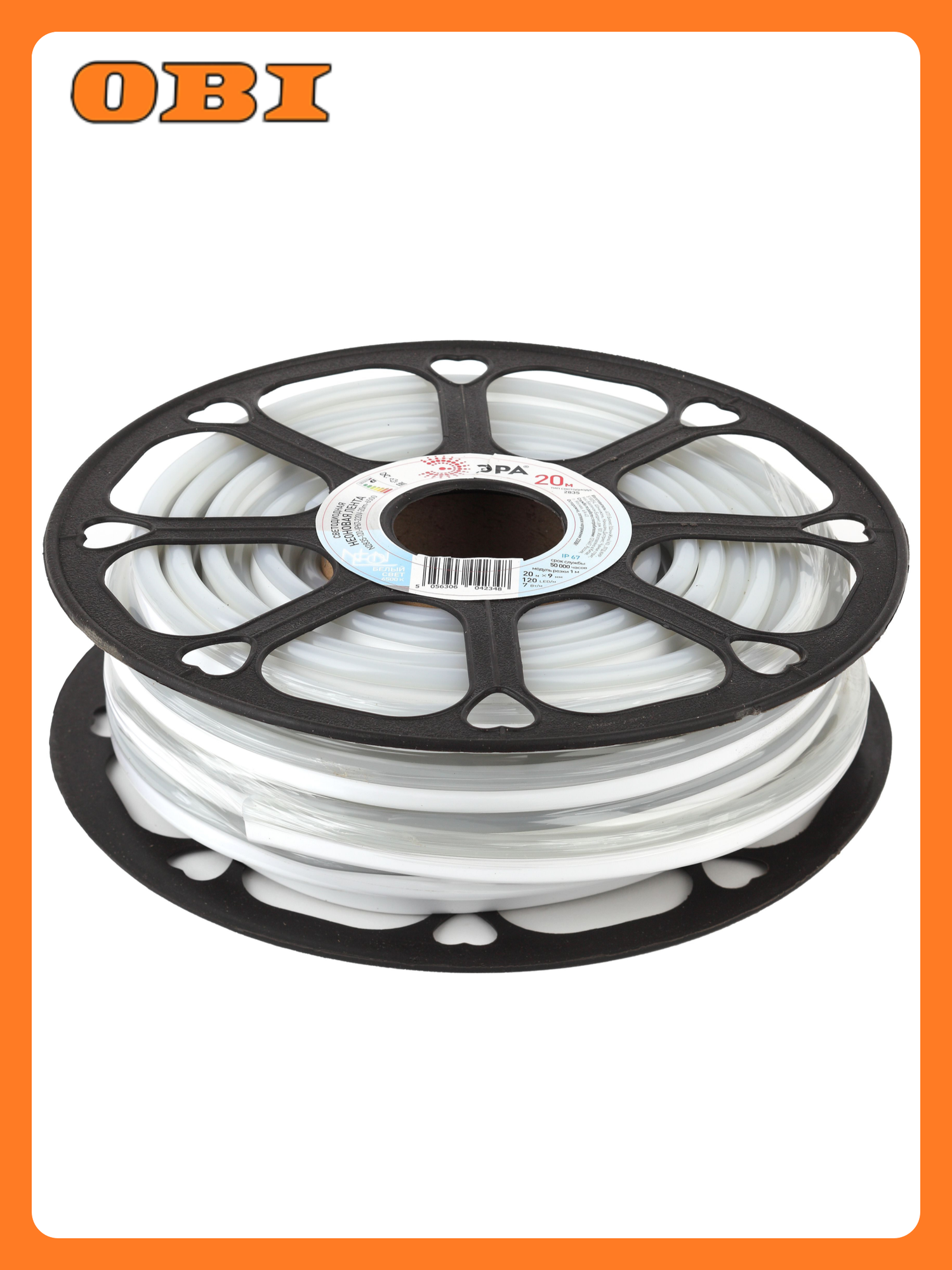 Светодиодная лента ЭРА N2835-120-IP67-220V-20m-6500 120 шт IP67 220В белый 20 м