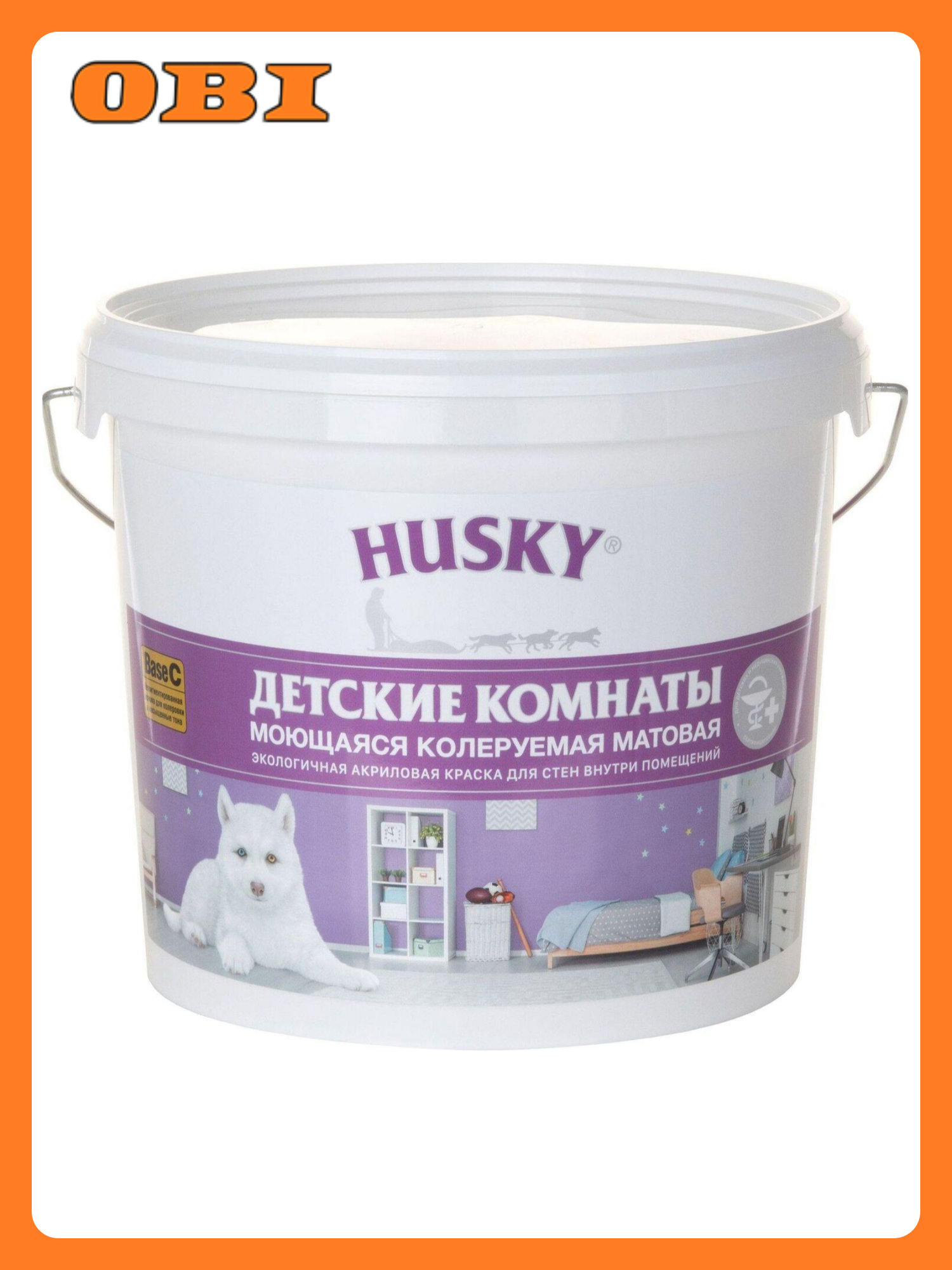 Краска HUSKY, интерьерная, матовая, влагостойкая, белая, 5 л