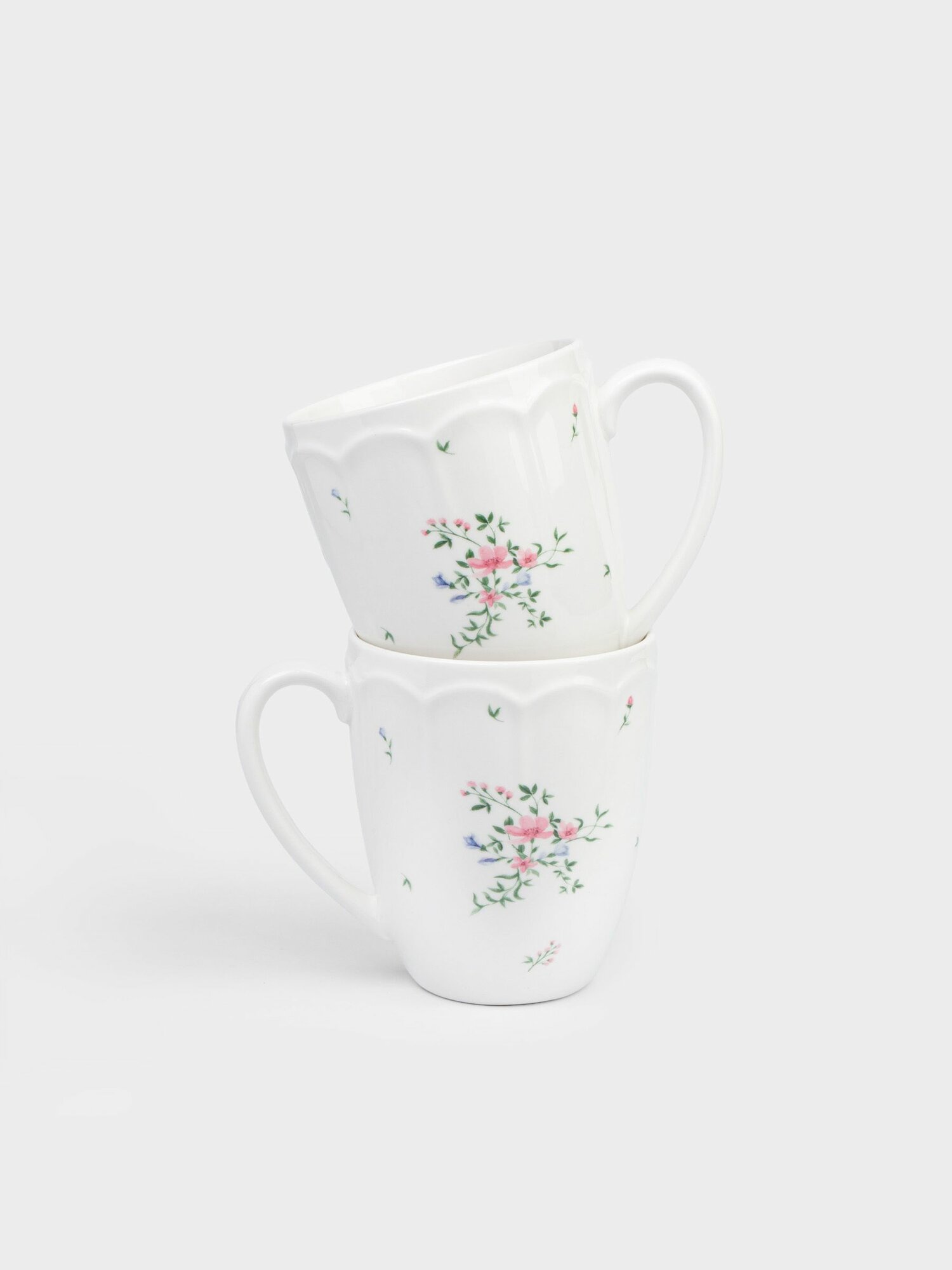 Кружка, 380 мл, 2 шт, фарфор N, белая, Нежные цветы, El floria