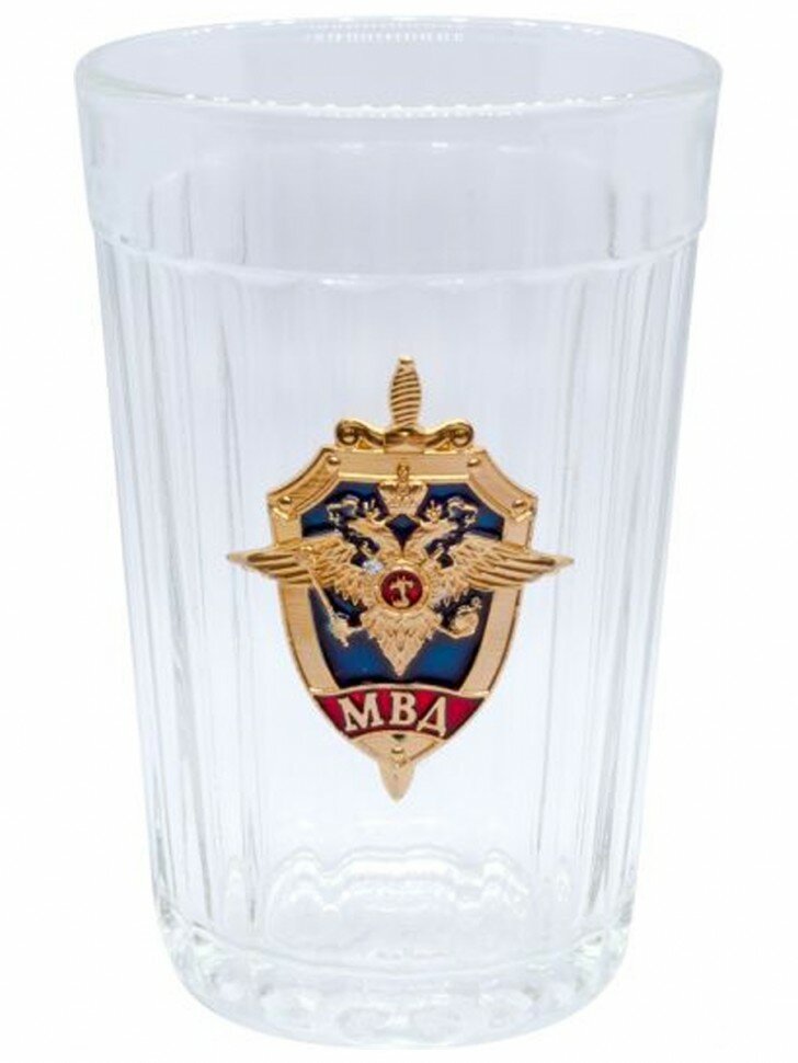 Гранёный стакан "МВД" (250 мл, метал. накладка)