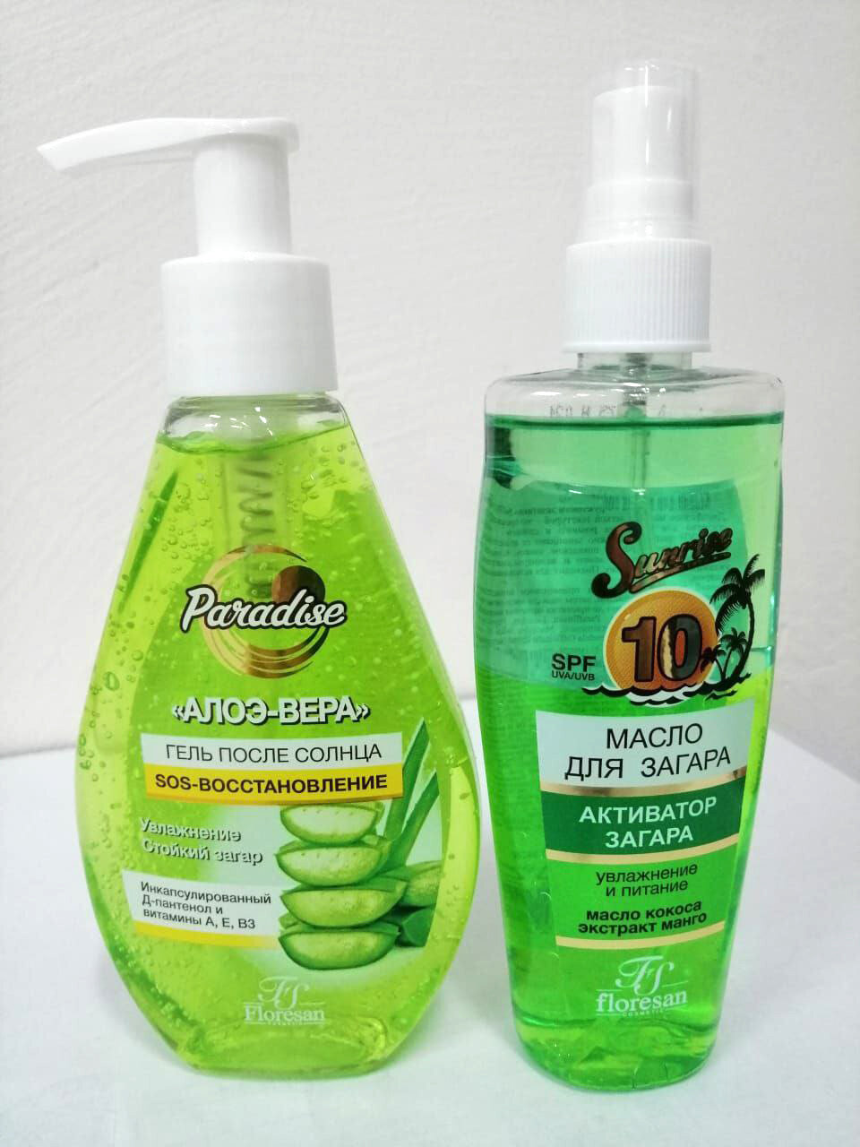 Floresan Масло для загара Фруктовая экзотика SPF 10 135мл + Гель после солнца Алоэ-вера 160мл - Набор