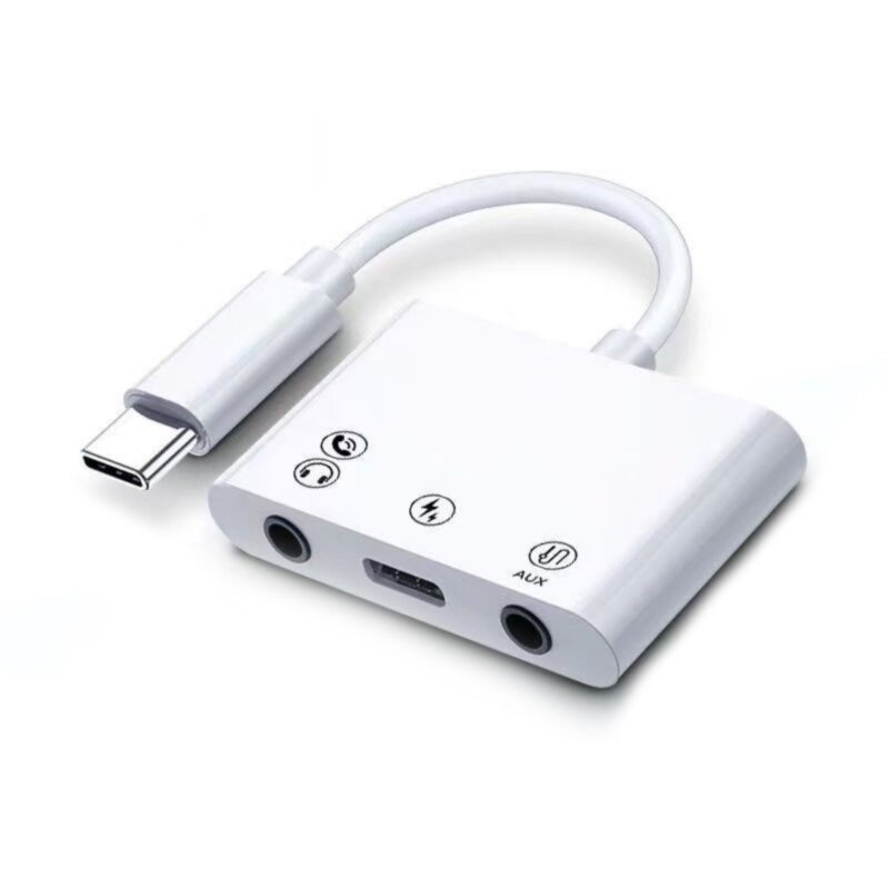 Адаптер для наушников USB C 3 в 1 к разъему Type C 3,5 мм Auxs-адаптер для звука и быстрой зарядки