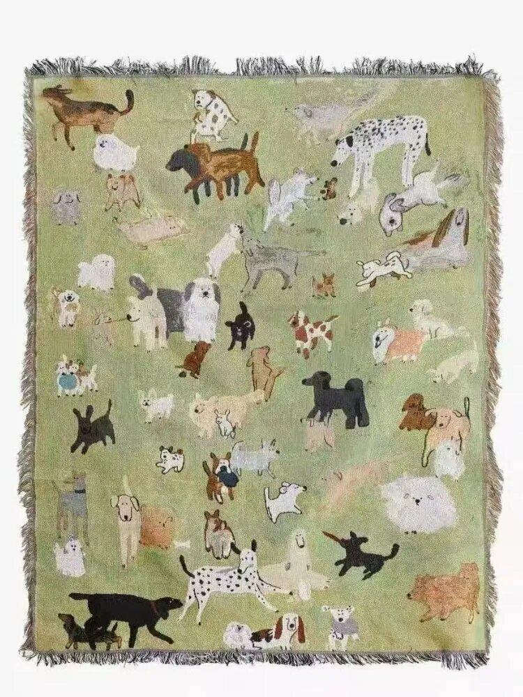 House of Wishes Плед вязаный, пэчворк Декоративное одеяло для рисования маслом в стиле ретро , Лавсан, Хлопок, 160 см х 130 см