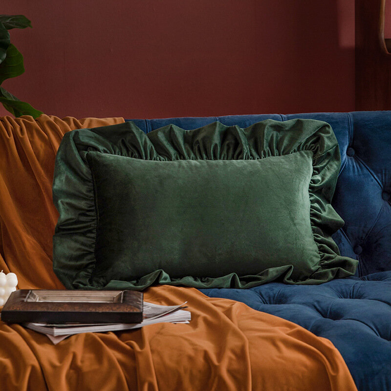 Европейская ретро пасторальная ночная роза, рюшированная подушка для дивана в гостиной, цветочная подушка, легкая роскошь, высококачественная прикроватная подушка