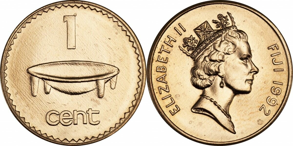 Фиджи 1 цент, 1990 - 2005 Королева Елизавета II XF
