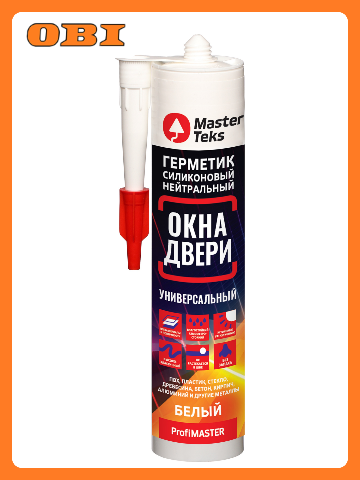 MasterTeks PM герметик силиконовый нейтральный окна и двери 280 мл белый